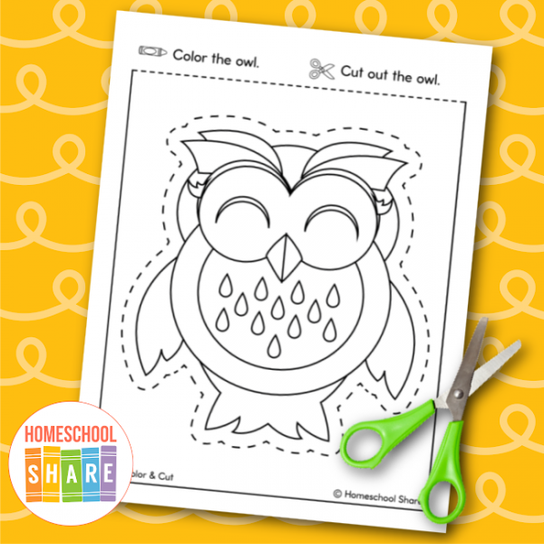 Free Owl Cutting Practice Worksheets - Homeschool Share