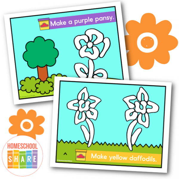 Free Playdough Flowers Printable Mats - Homeschool Share