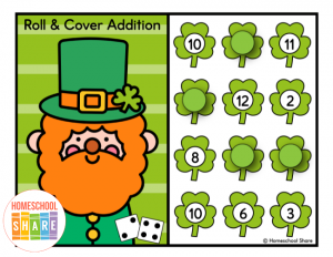St. Patrick's Day Roll and Cover Dice Games - Homeschool Share
