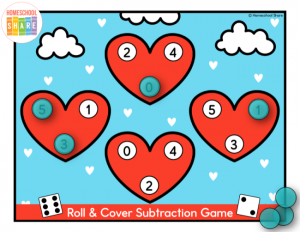 Free Valentine Roll and Cover Game Set - Homeschool Share