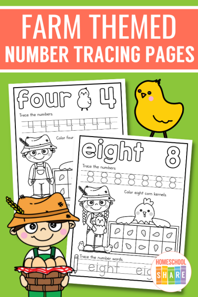Free Farm Themed Number Tracing Sheets - Homeschool Share