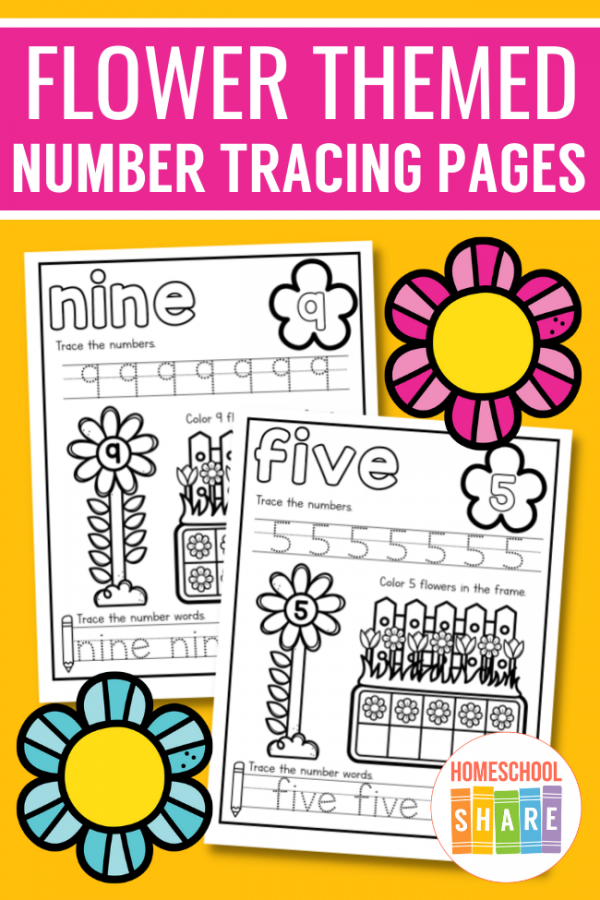 Free Flower Themed Number Tracing Worksheets 1-10 - Homeschool Share