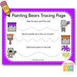 Painter Bear Tracing Lines Worksheets - Homeschool Share