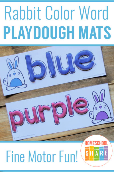 Rabbit Color Word Playdough Mats - Homeschool Share