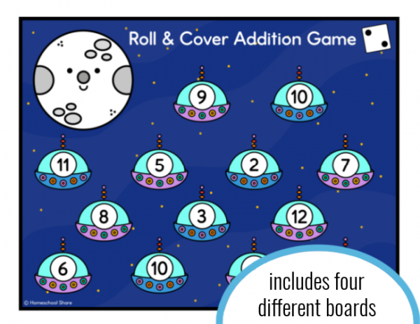 Space Roll and Cover Games - Homeschool Share