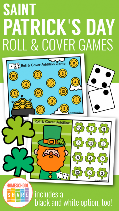 St. Patrick's Day Roll and Cover Dice Games - Homeschool Share