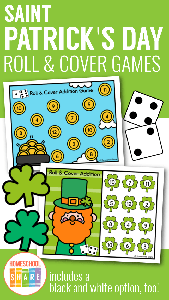 St. Patrick's Day Roll and Cover Dice Games - Homeschool Share