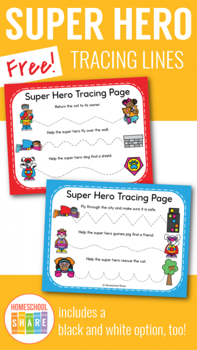 Super Hero Tracing Lines Worksheets for Preschool - Homeschool Share