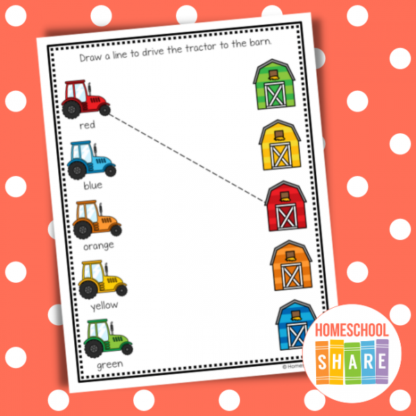 Farm Color Matching Worksheets - Homeschool Share
