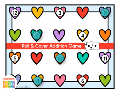 Free Valentine Roll and Cover Game Set - Homeschool Share