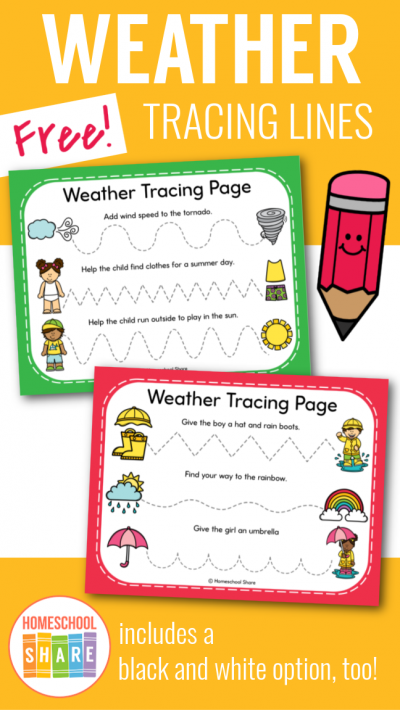 Weather Tracing Lines Worksheets for Preschool - Homeschool Share