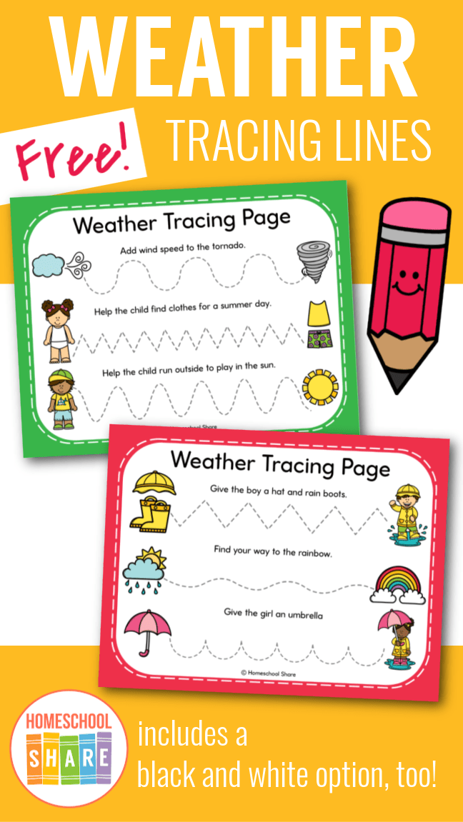 Weather Tracing Lines Worksheets for Preschool - Homeschool Share