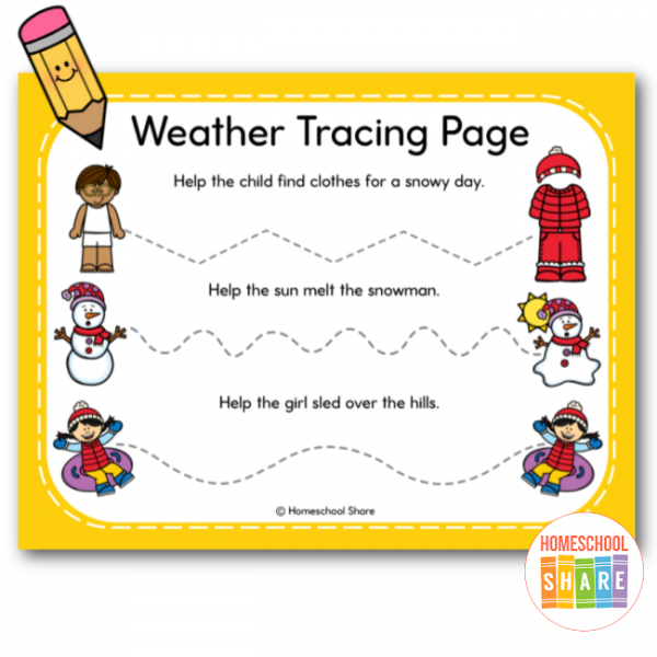 Weather Tracing Lines Worksheets for Preschool - Homeschool Share