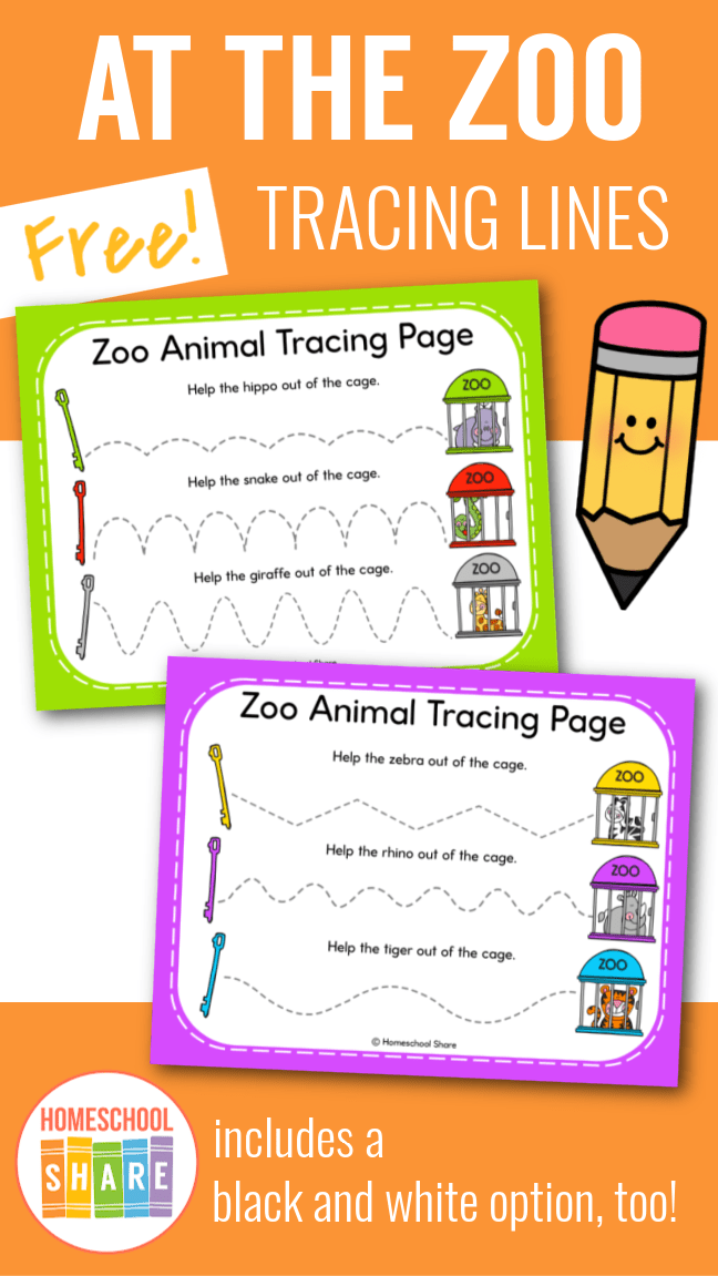 Free Zoo Tracing Lines Worksheets for Preschool - Homeschool Share