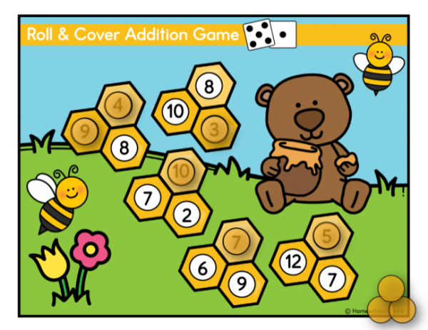Free Bear Roll and Cover Dice Game Set - Homeschool Share