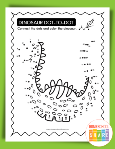 Free Dinosaur Dot-to-Dot Activity Pages - Homeschool Share