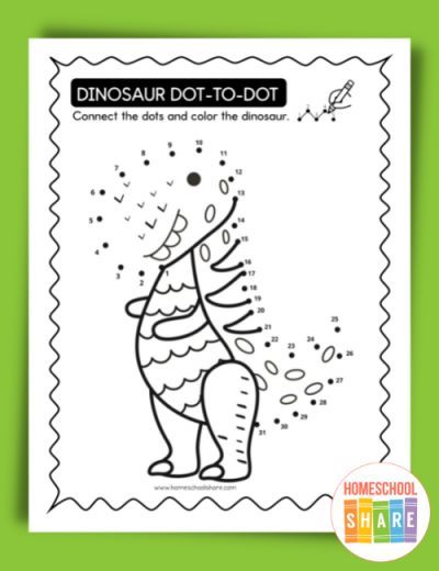 Free Dinosaur Dot-to-Dot Activity Pages - Homeschool Share