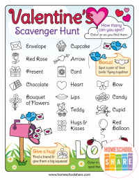 Free Valentine's Day Scavenger Hunt for Kids - Homeschool Share