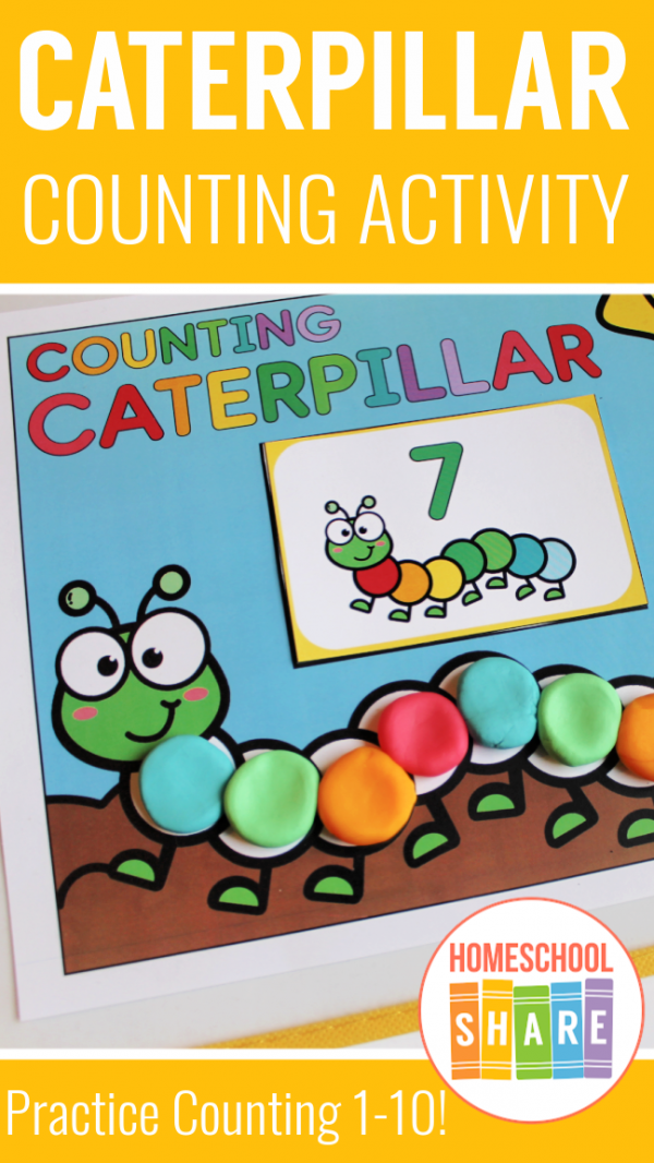 Counting Caterpillar Playdough Math Mat - Homeschool Share