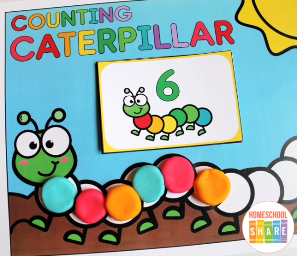 Counting Caterpillar Playdough Math Mat - Homeschool Share