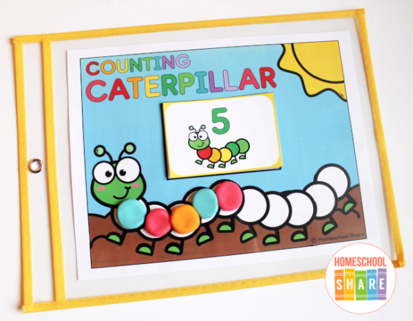 Counting Caterpillar Playdough Math Mat - Homeschool Share