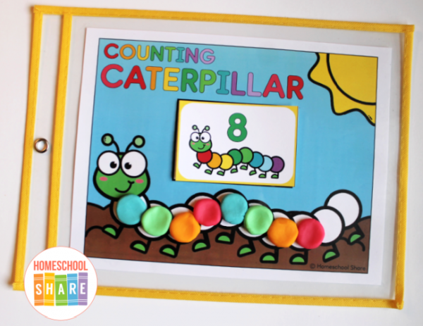 Counting Caterpillar Playdough Math Mat - Homeschool Share