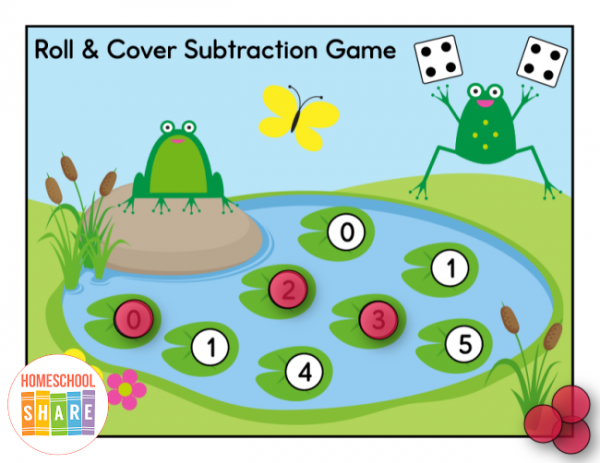 Free Frog Roll and Cover Dice Game Set - Homeschool Share