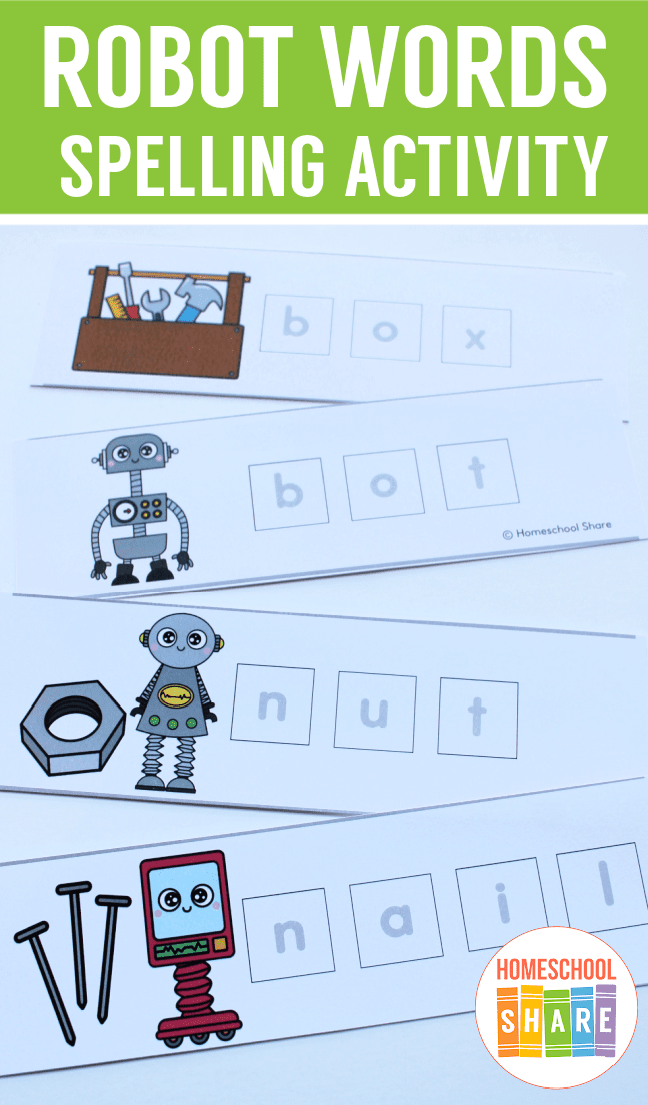 Fun Spelling Activity for Robot Words - Homeschool Share