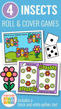 Free Insect Roll and Cover Dice Game Set - Homeschool Share