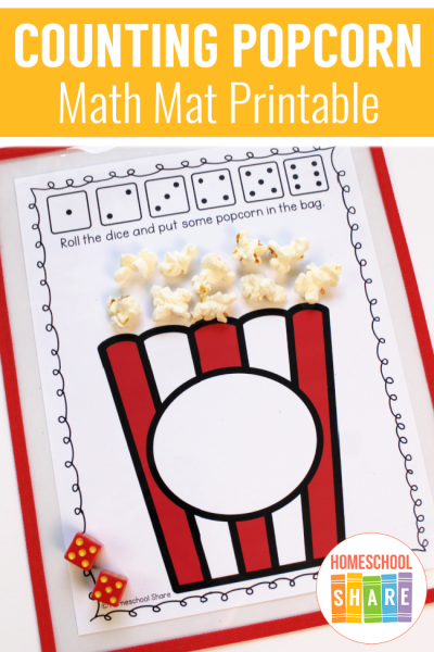 Free Popcorn Counting Mat - Homeschool Share