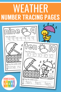 Weather Themed Printable Number Tracing Worksheets - Homeschool Share