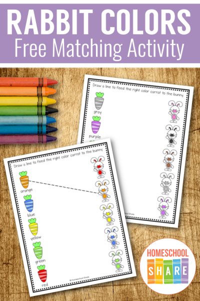 Free Rabbit Colors Matching Worksheets - Homeschool Share