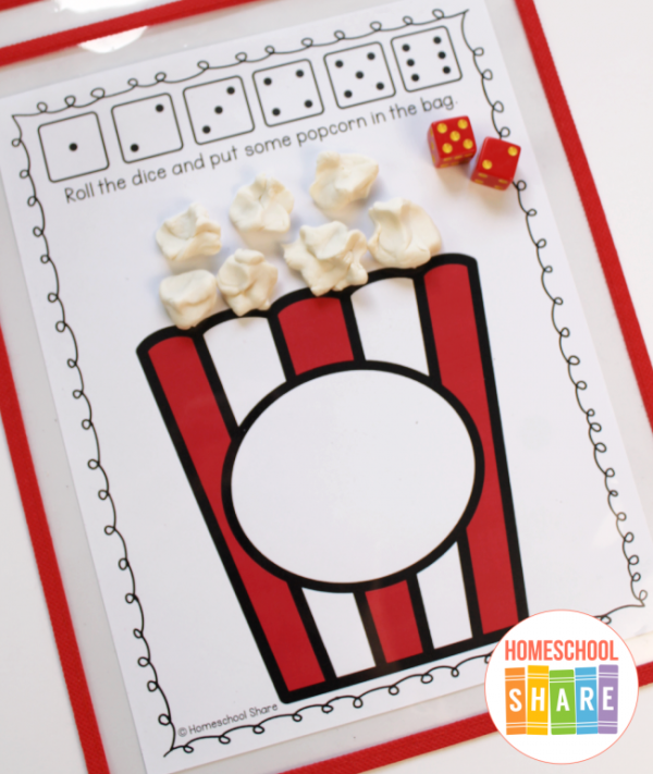 Free Popcorn Counting Mat - Homeschool Share