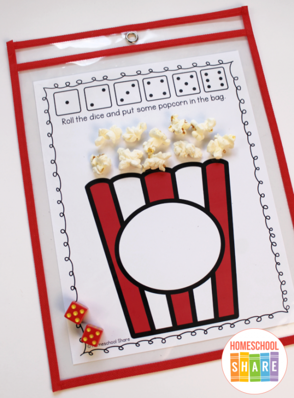 Free Popcorn Counting Mat - Homeschool Share
