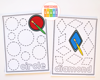 Paint Shapes Tracing Worksheets - Homeschool Share