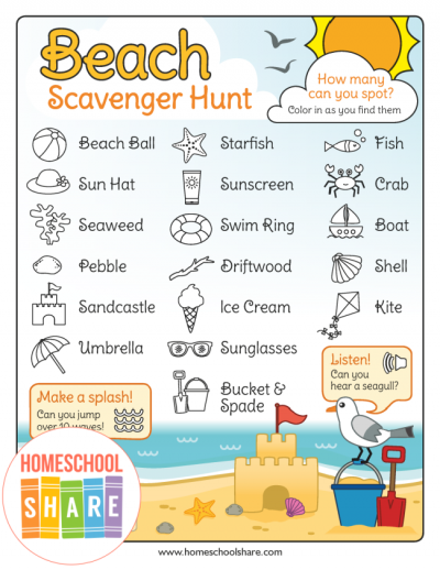 Free Printable Beach Scavenger Hunt - Homeschool Share