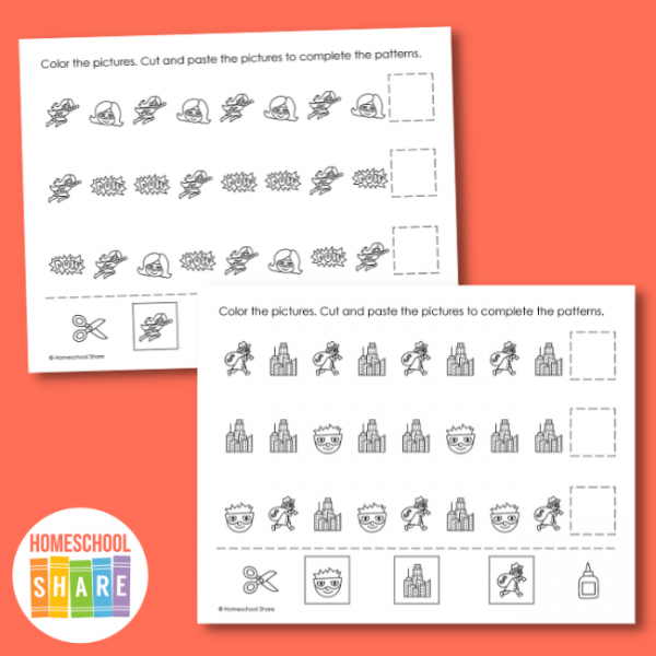 Free Superhero Pattern Worksheets - Homeschool Share