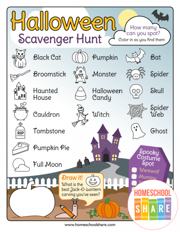 Halloween Scavenger Hunt for Kids - Homeschool Share