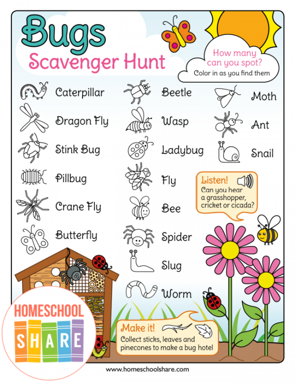 Bug Scavenger Hunt Printable - Homeschool Share
