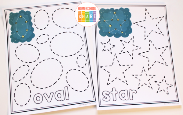 Space Shapes Tracing Worksheets (free!) - Homeschool Share