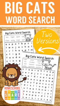 Big Cats Word Search - Homeschool Share