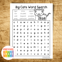 Big Cats Word Search - Homeschool Share