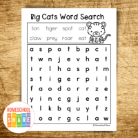 Big Cats Word Search - Homeschool Share