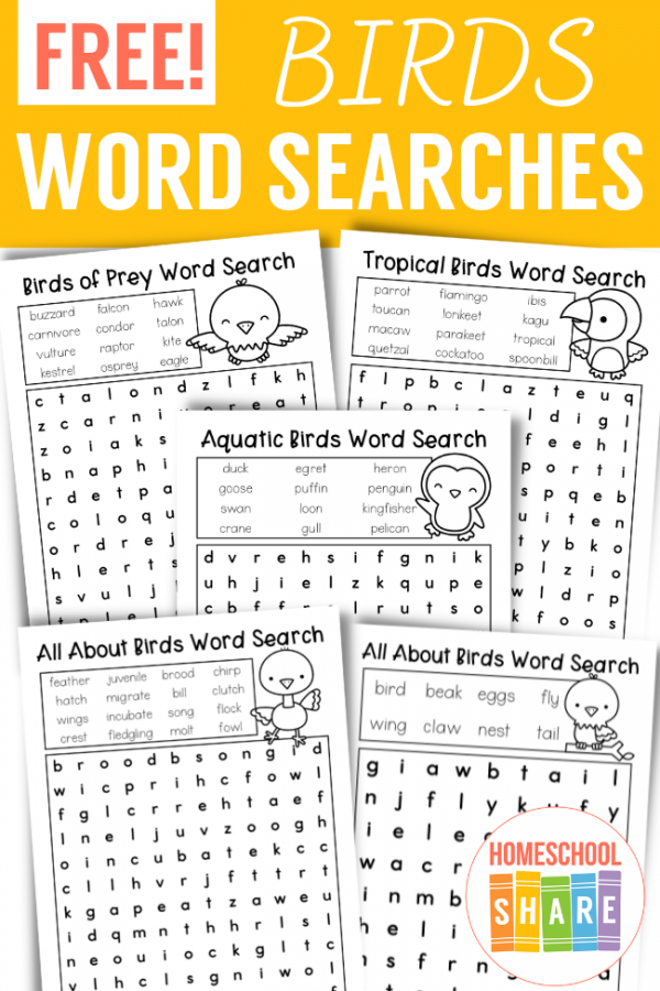 Free Birds Word Search - Homeschool Share