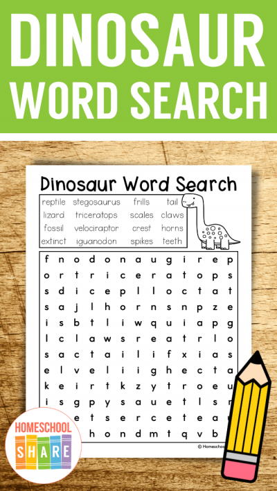 Free Dinosaurs Word Search - Homeschool Share