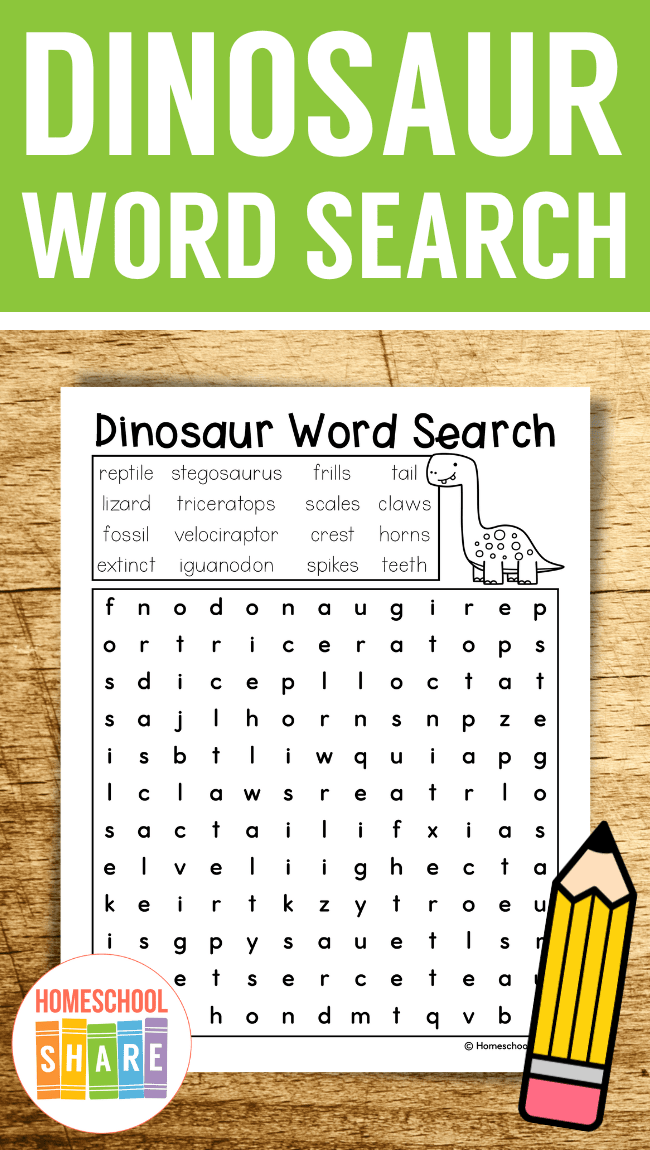 Free Dinosaurs Word Search - Homeschool Share