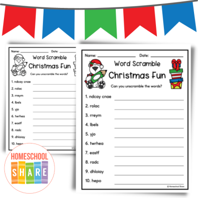 Free Christmas Word Scramble - Homeschool Share