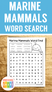 Marine Mammals Word Search - Homeschool Share