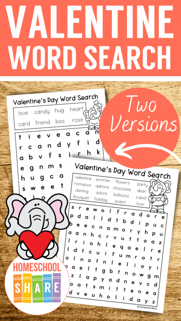 Free Valentine Word Search - Homeschool Share