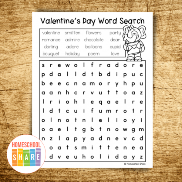 Free Valentine Word Search - Homeschool Share